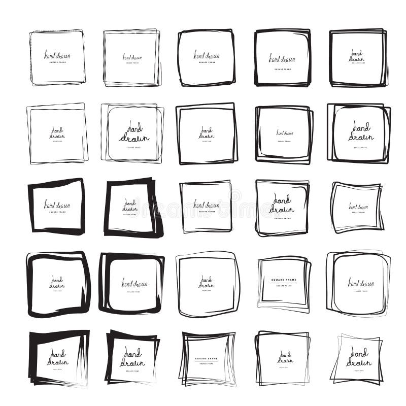 Hand Drawn Square Frames stock vector. Illustration of collection ...