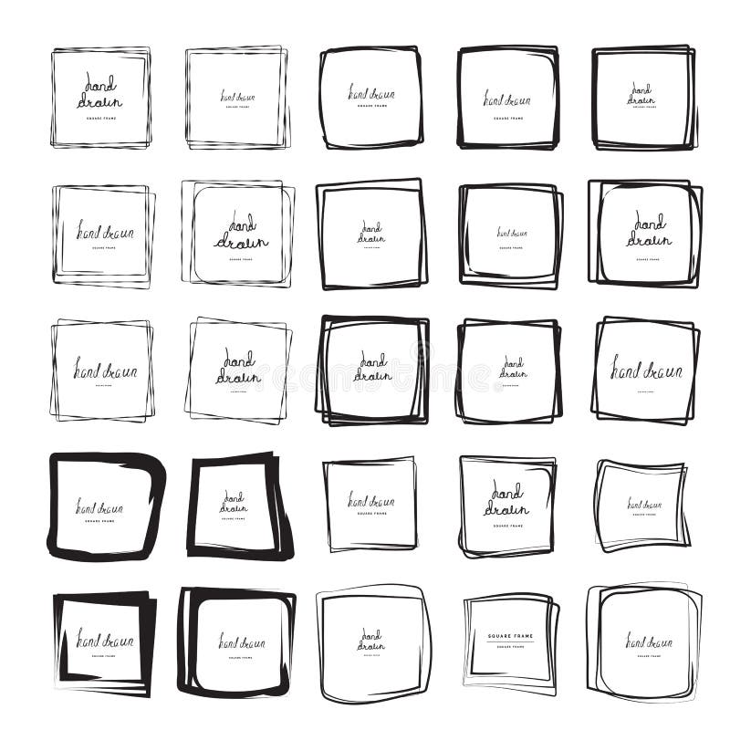 Hand Drawn Square Frames stock vector. Illustration of grunge - 119910248