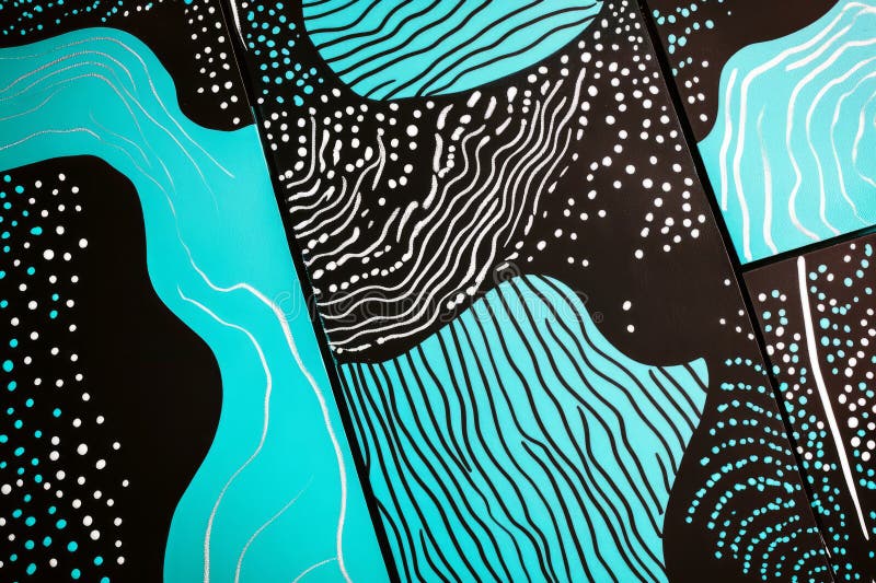 Hand Drawn Ink Patterns Black Turquoise Layered Fluid Shapes Create Sense Stock Photos - Free ...