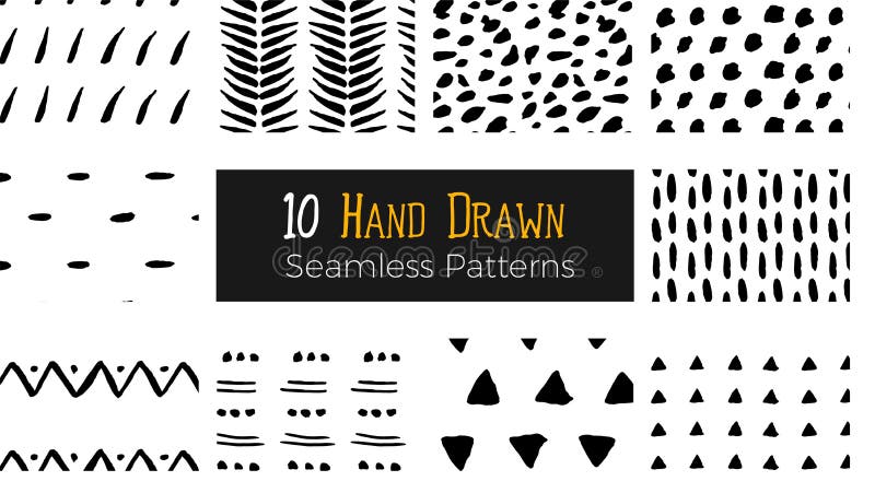 Hand Drawn Ink Seamless Pattern Stock Vector - Illustration of brush ...