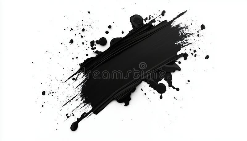 Hand-Drawn Ink Spots of Black Brush on White Background Stock ...