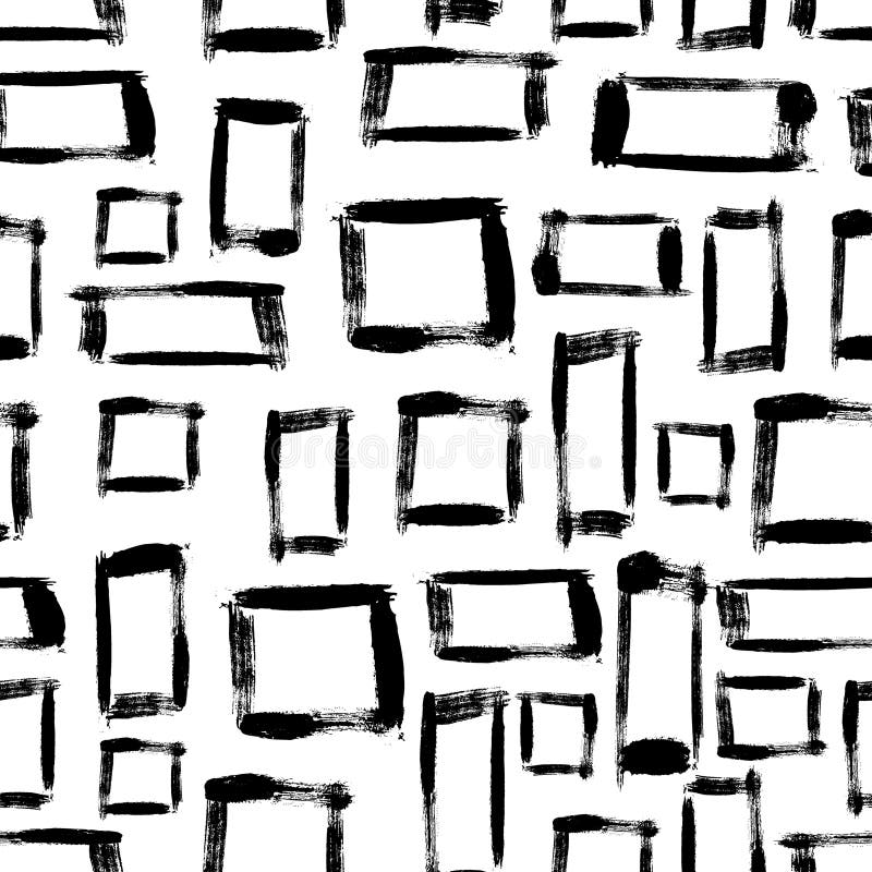 Hand Drawn Ink Squares and Rectangles Seamless Pattern. Trendy ...