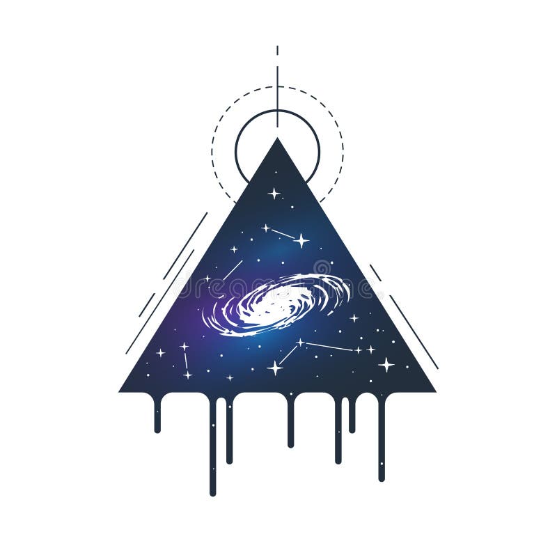 Hand Drawn Inspirational Label with Galaxy Textured Vector Illustration ...