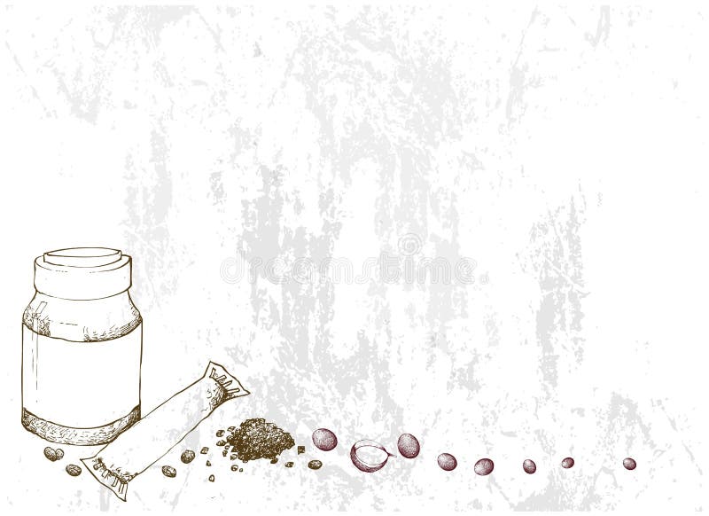 Hand Drawn of Instant Coffee with Coffee Beans Stock Vector ...