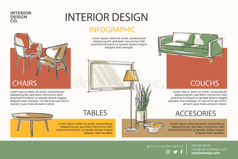 Hand Drawn Interior Design Infographic Vector Illustration. Stock ...