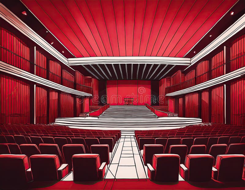 Architectural Drawing of Modern Auditorium Stock Illustration ...
