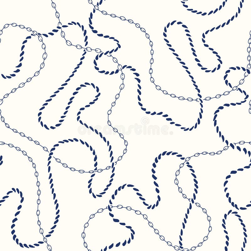Hand-Drawn Intertwining Nautical Rope, Chains Vector Seamless Pattern ...