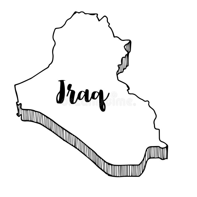 Hand Drawn of Iraq Map, Illustration Stock Illustration - Illustration ...