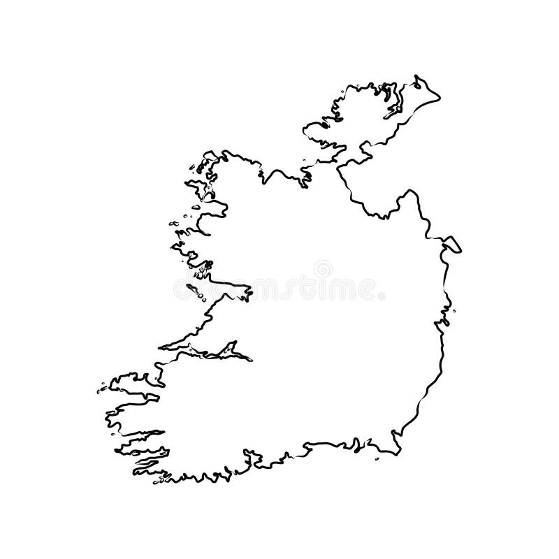 Hand Drawn of Ireland 3D Map on White Background. Stock Illustration ...