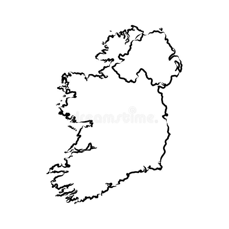 Hand Drawn of Ireland 3D Map on White Background. Stock Illustration ...