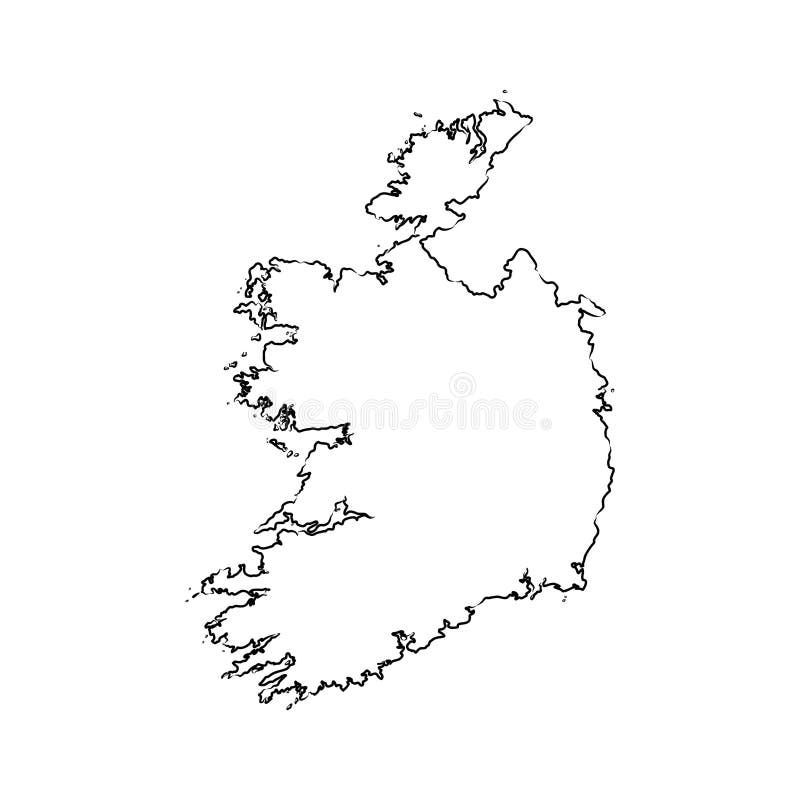 Hand Drawn of Ireland 3D Map on White Background. Stock Illustration ...