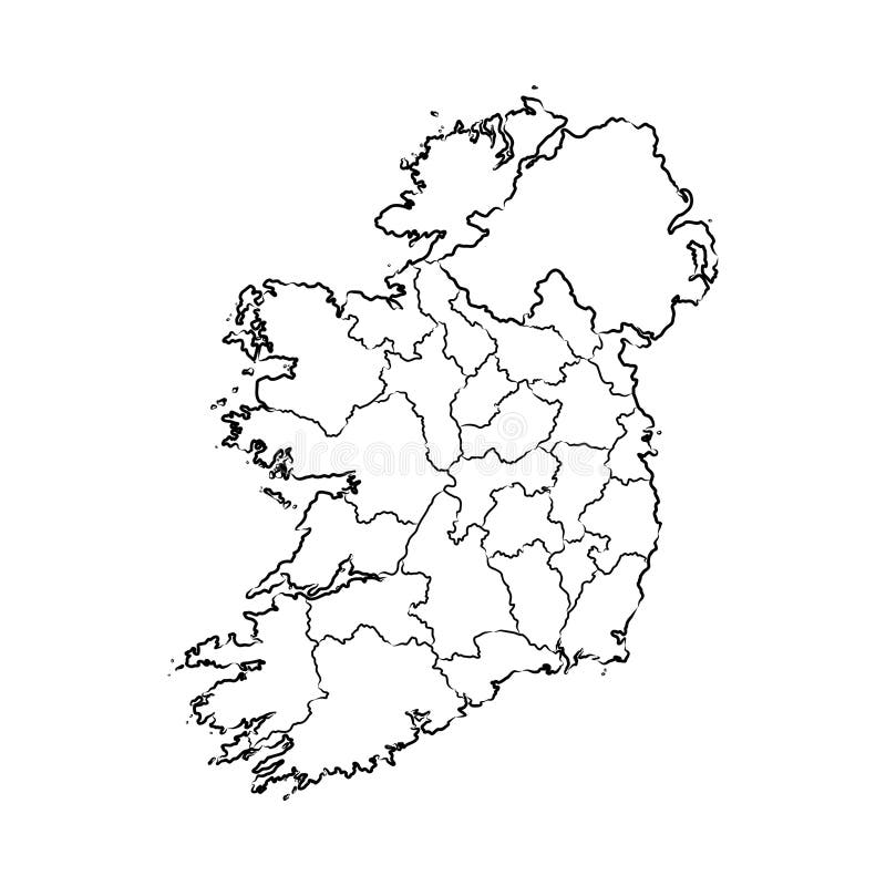 Hand Drawn of Ireland 3D Map on White Background. Stock Illustration ...