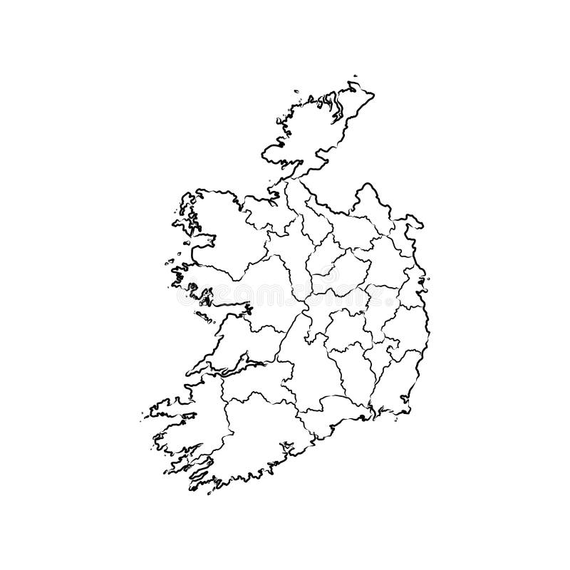 Hand Drawn of Ireland 3D Map on White Background. Stock Vector ...