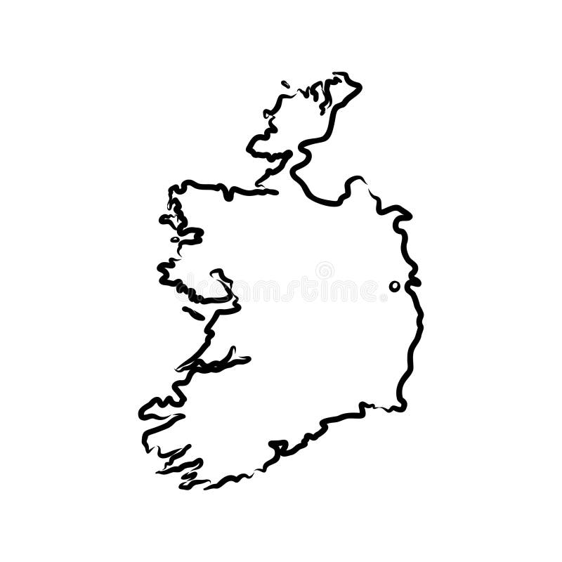 Hand Drawn of Ireland 3D Map on White Background. Stock Illustration ...