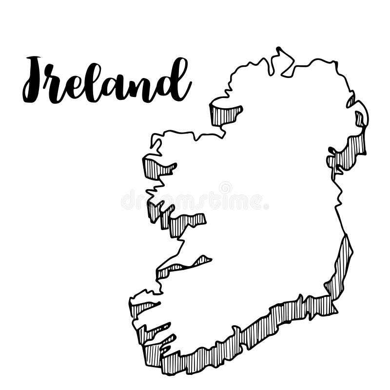 Hand Drawn of Ireland Map, Illustration Stock Illustration ...