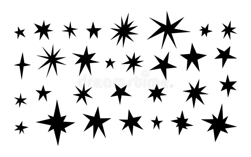 Hand Drawn Irregular Black Star Vector Set. Perfect for Creative ...
