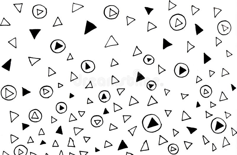 Hand Drawn Irregular Chaotic Abstract Black Dots and Triangle on White ...
