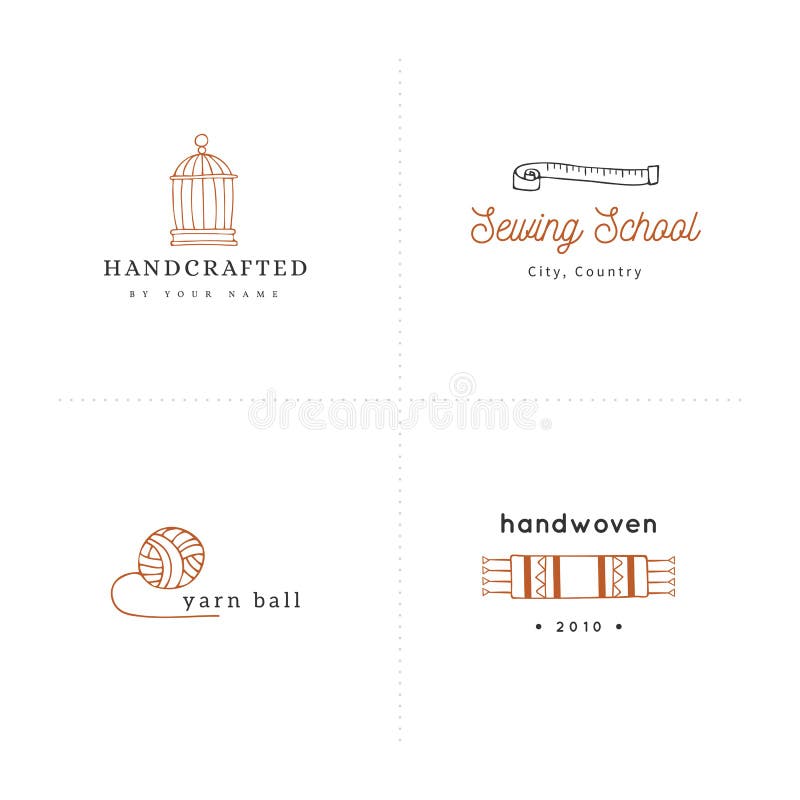 Hand Drawn Isolated Colored Elements. Vector Logo Handmade Templates ...