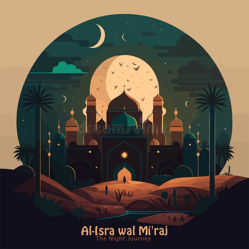 Hand Drawn Isra Miraj Design, the Night Journey Prophet Muhammad ...