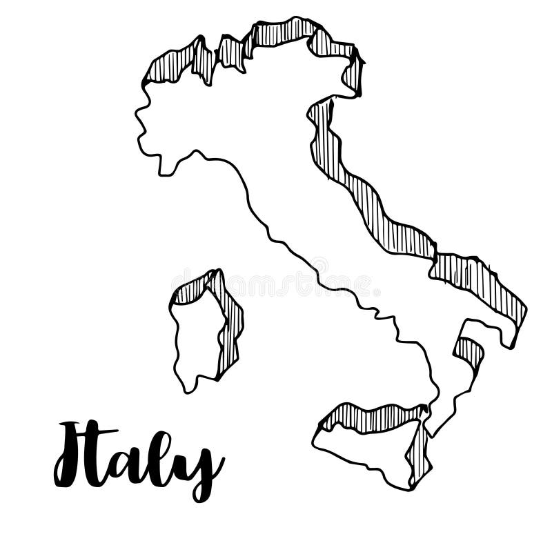 Hand Drawn of Italy Map, Illustration Stock Illustration - Illustration ...