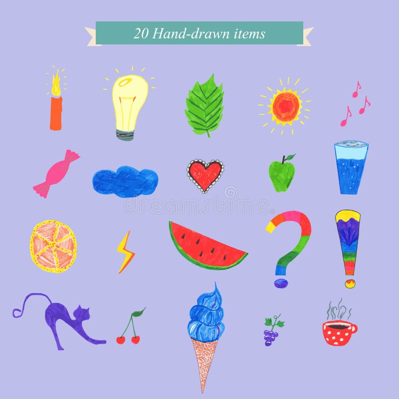Hand-drawn Items Collection Stock Vector - Illustration of creative ...