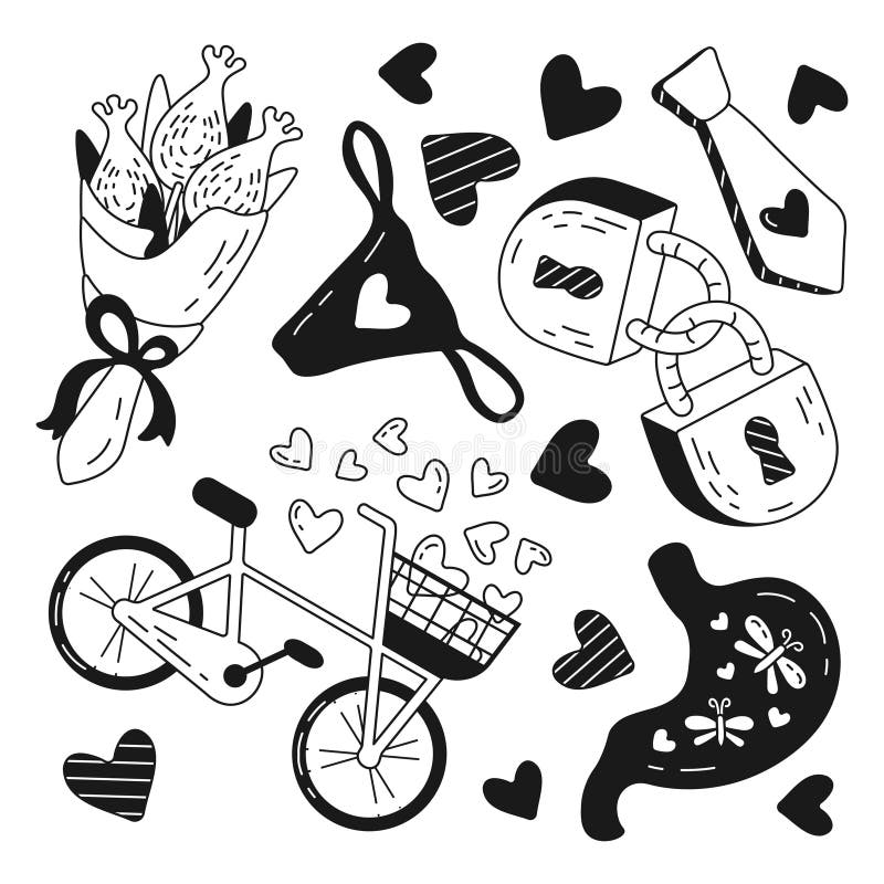 Hand Drawn Items for Valentine S Day Illustration and Vector Stock ...