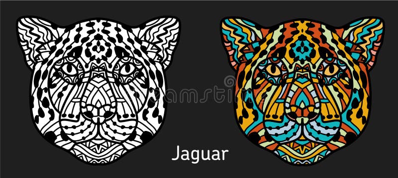 Hand-drawn Jaguar with Ethnic Doodle Pattern. Stock Illustration ...