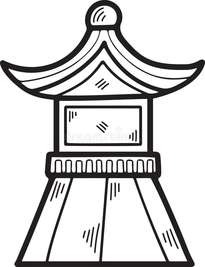 Hand Drawn Japanese and Chinese Style Lantern Pole in Flat Style Stock ...