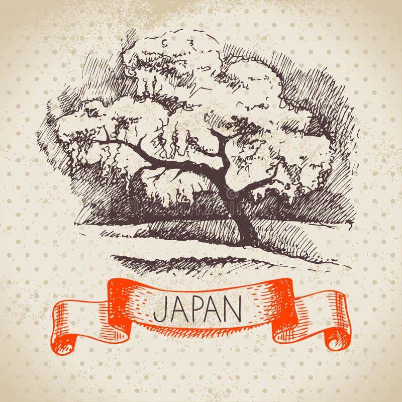 Hand Drawn Japanese Illustration. Sketch Background Stock Vector ...