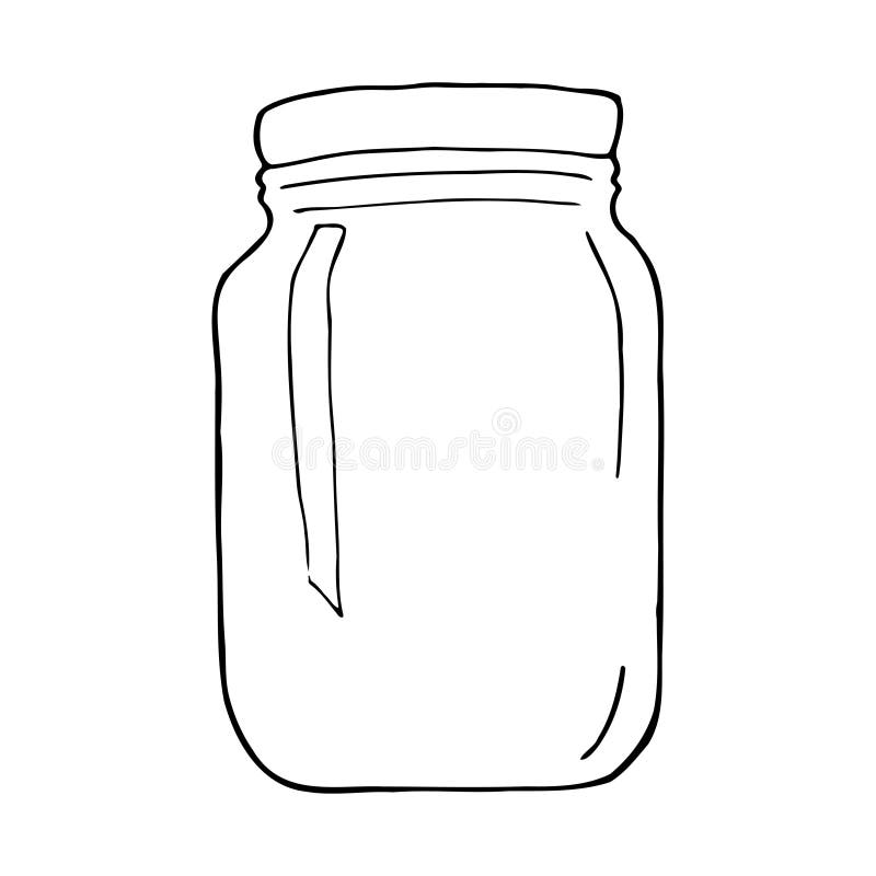 Hand Drawn Jar. Contour Sketch. Kitchen Objects Doodle Style. Vector ...