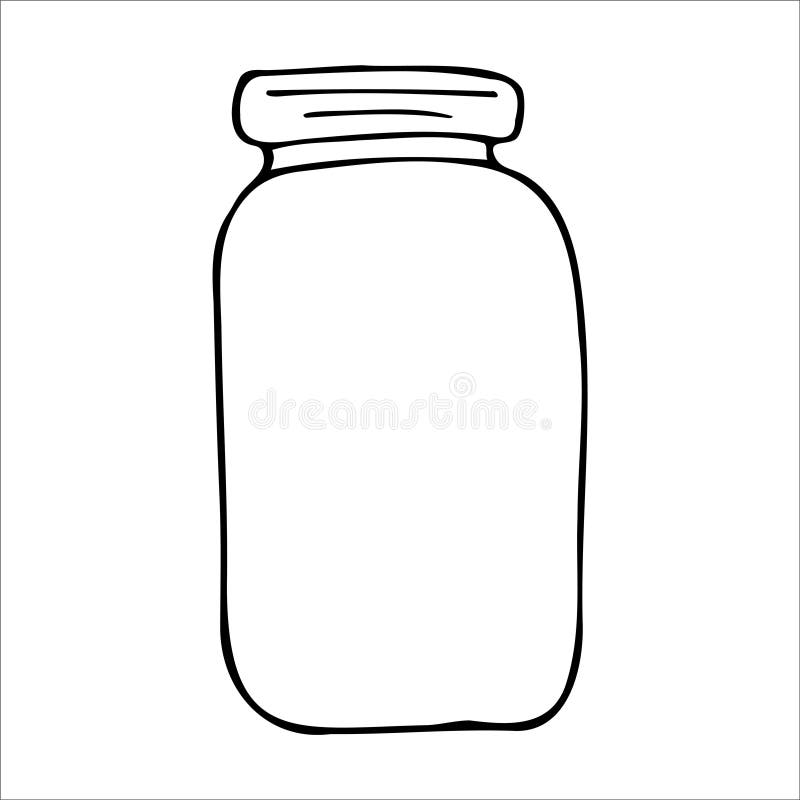 Hand Drawn Jar. Contour Sketch. Kitchen Objects Doodle Style. Vector ...