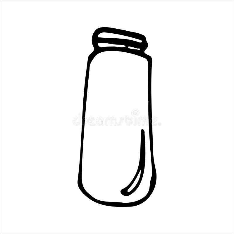 Hand Drawn Jar. Contour Sketch. Kitchen Objects Doodle Style. Vector ...