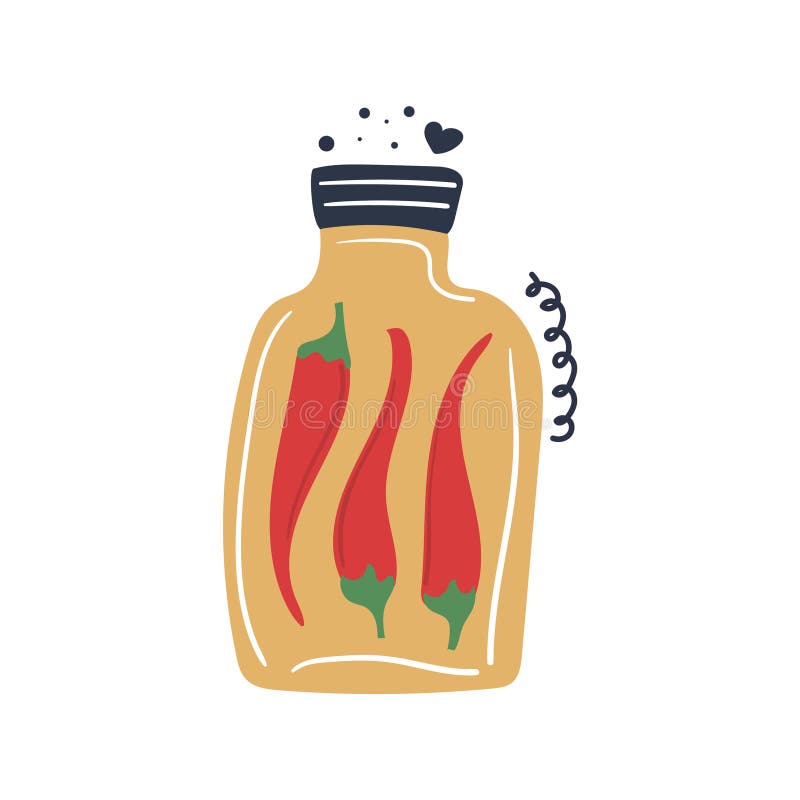 Hand Drawn Jar with Red Hot Chili Pepper. Stock Vector - Illustration ...