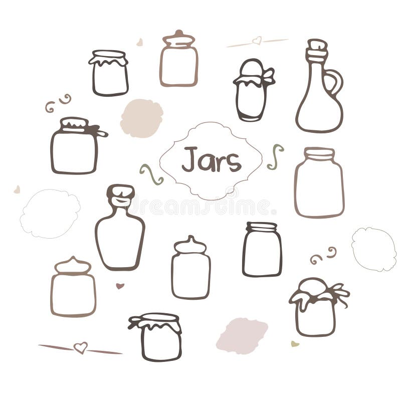 Doodle Jars vector set stock vector. Illustration of doodle - 71405729