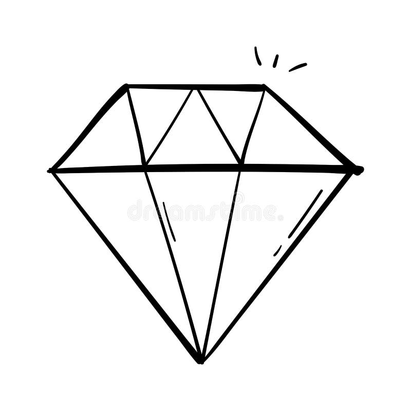 Hand Drawn Jewel Diamond Icon in Doodle Style Isolated Stock Vector ...