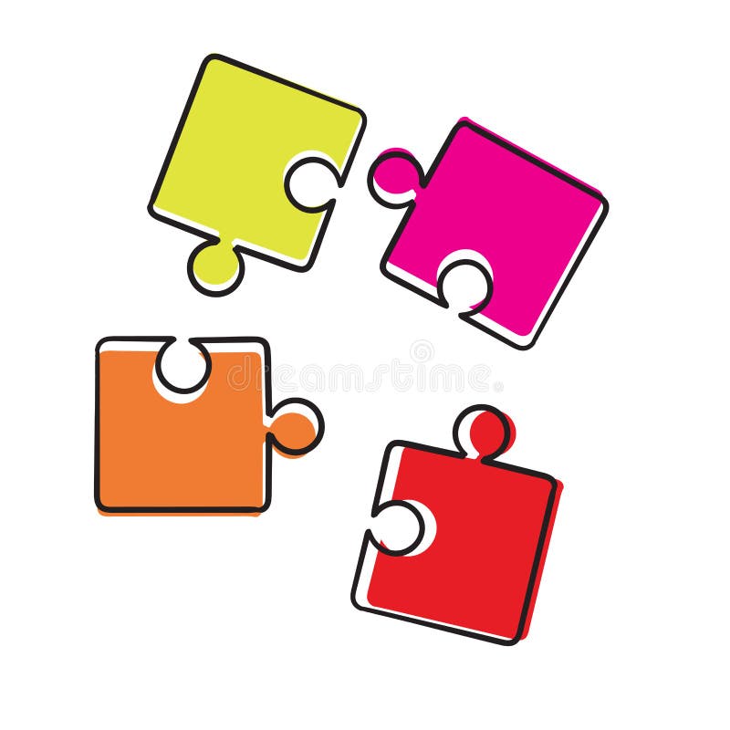 Hand Drawn Jigsaw Puzzle Element Illustration with Doodle Style Stock ...