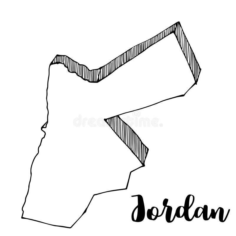 Hand drawn of Jordan map stock illustration. Illustration of geography ...