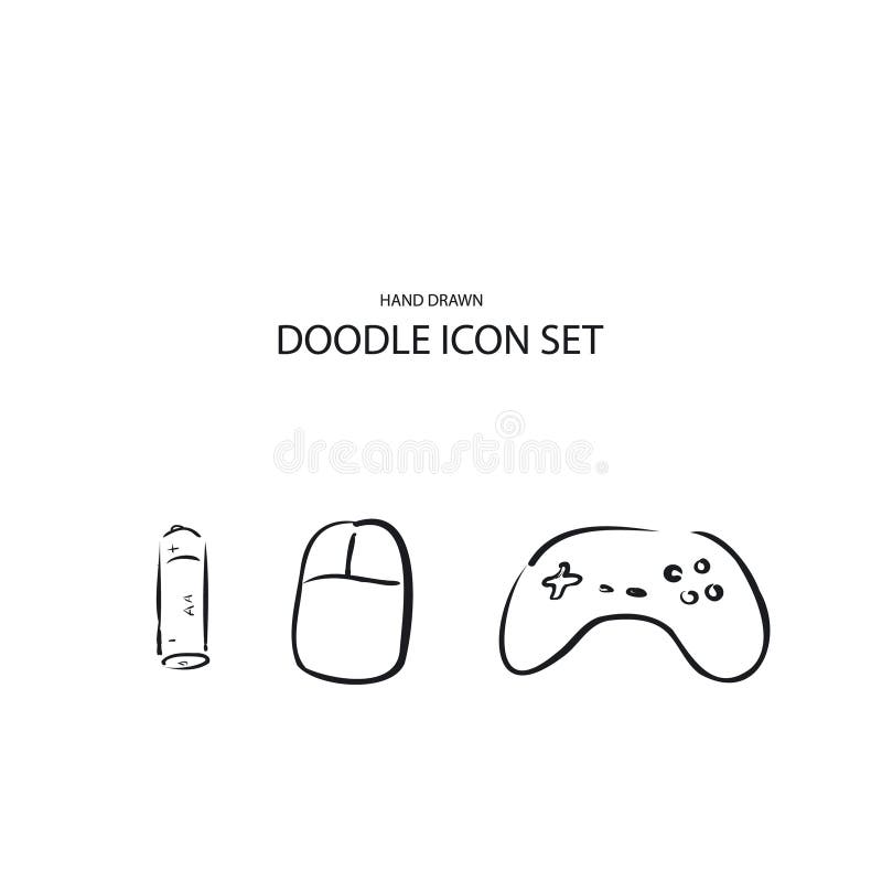 Hand Drawn Joystick Icon. Computer Console Doodle Sketch, Joy Stick ...