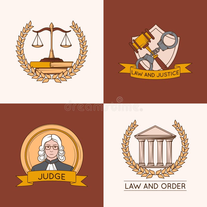 Hand Drawn Judge Square Illustration Set Stock Illustration ...