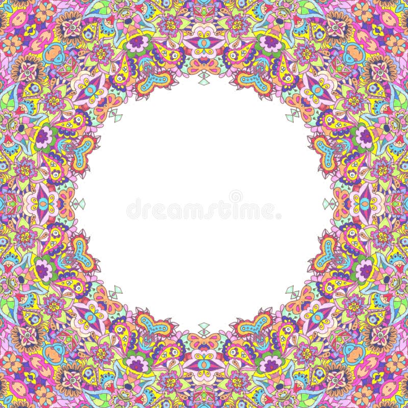 Hand Drawn Kaleidoscope Frame Stock Illustration - Illustration of ...