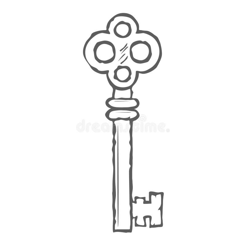 Hand Drawn Key Isolated on White Background Vector Stock Vector ...