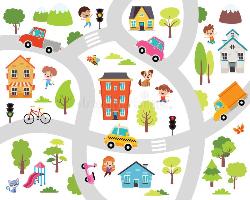 Hand Drawn Kids Map Illustration Stock Illustration - Illustration of ...