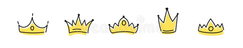 Hand Drawn King Crown. Line Doodle Crown Stock Illustration ...