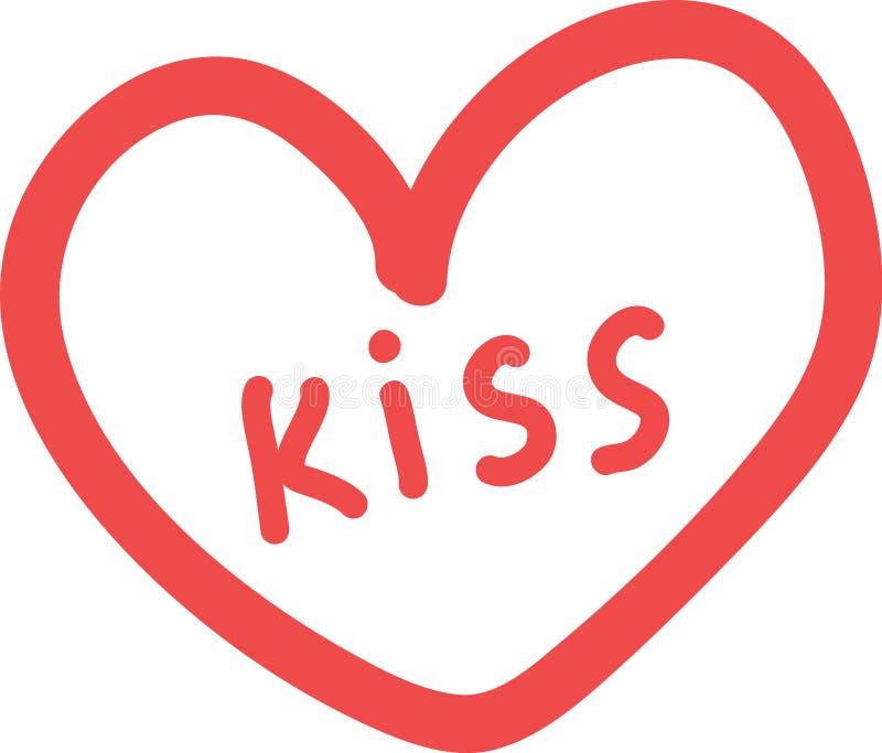 Hand Drawn Kiss Heart stock illustration. Illustration of doodle ...