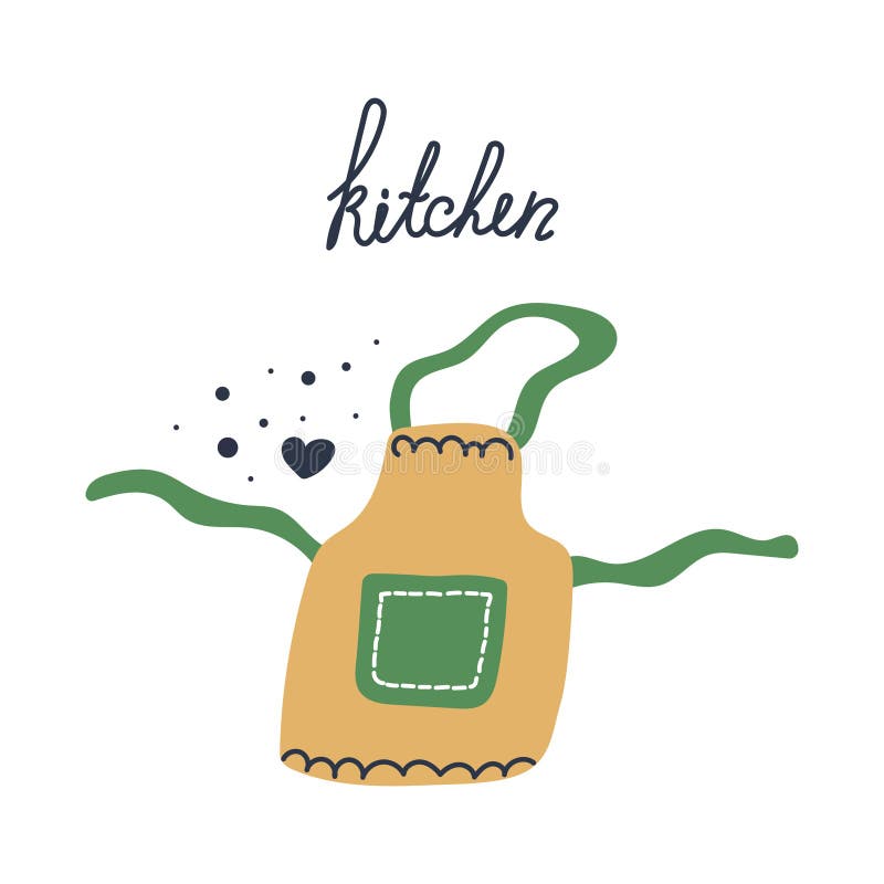 Hand drawn kitchen apron. stock illustration. Illustration of cookbook ...