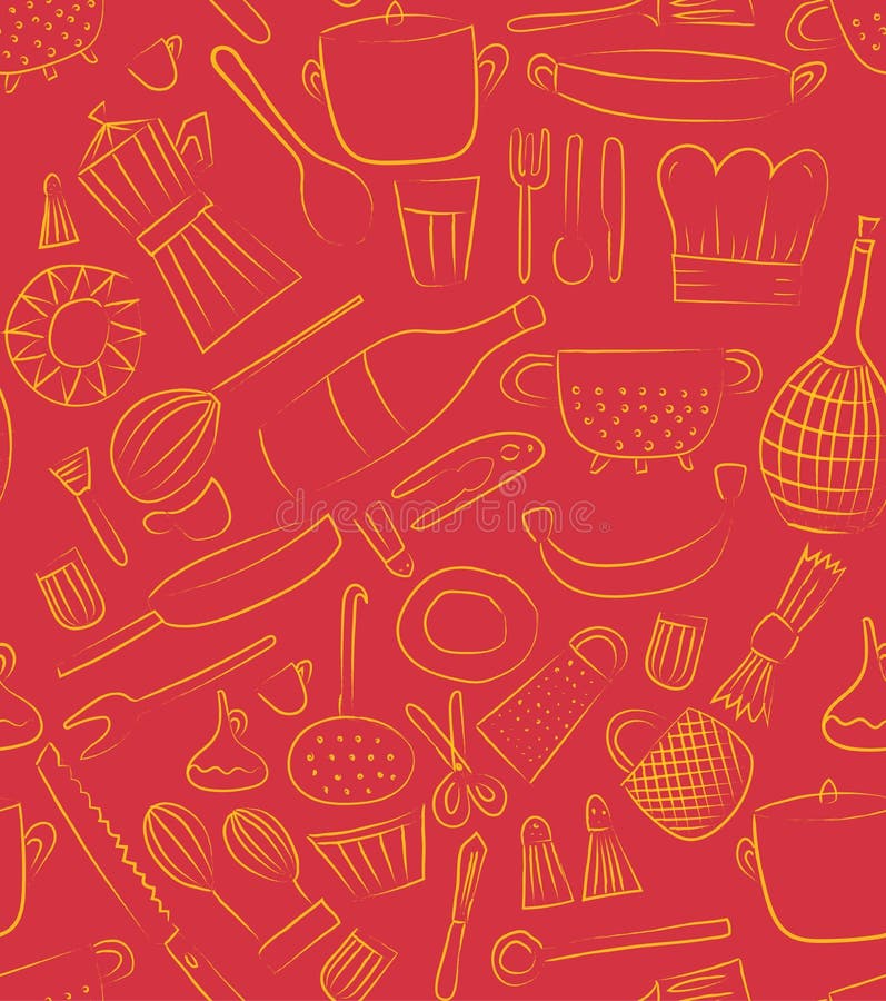 Hand Drawn Kitchen Elements. Set for Menu Decoration. Vector Illustration. Stock Vector ...