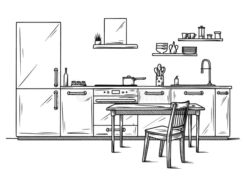 Kitchen Worktop. Table Top In The Kitchen. Vector Illustration In ...