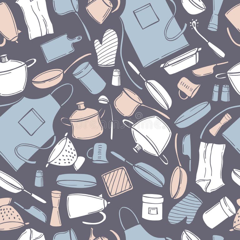 Kitchenware. Vector Pattern Stock Vector - Illustration of dining, cook ...