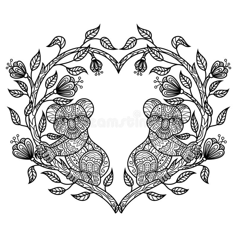Hand Drawn of Koala in Zentangle Style Stock Vector - Illustration of ...