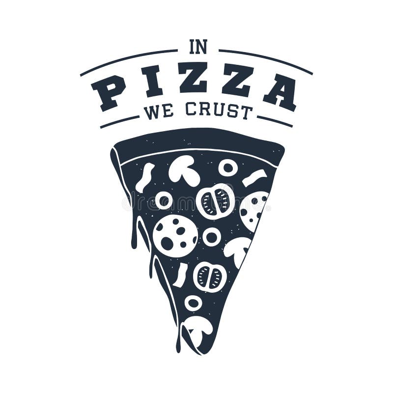 Hand Drawn Label with Textured Pizza Slice Vector Illustration Stock ...